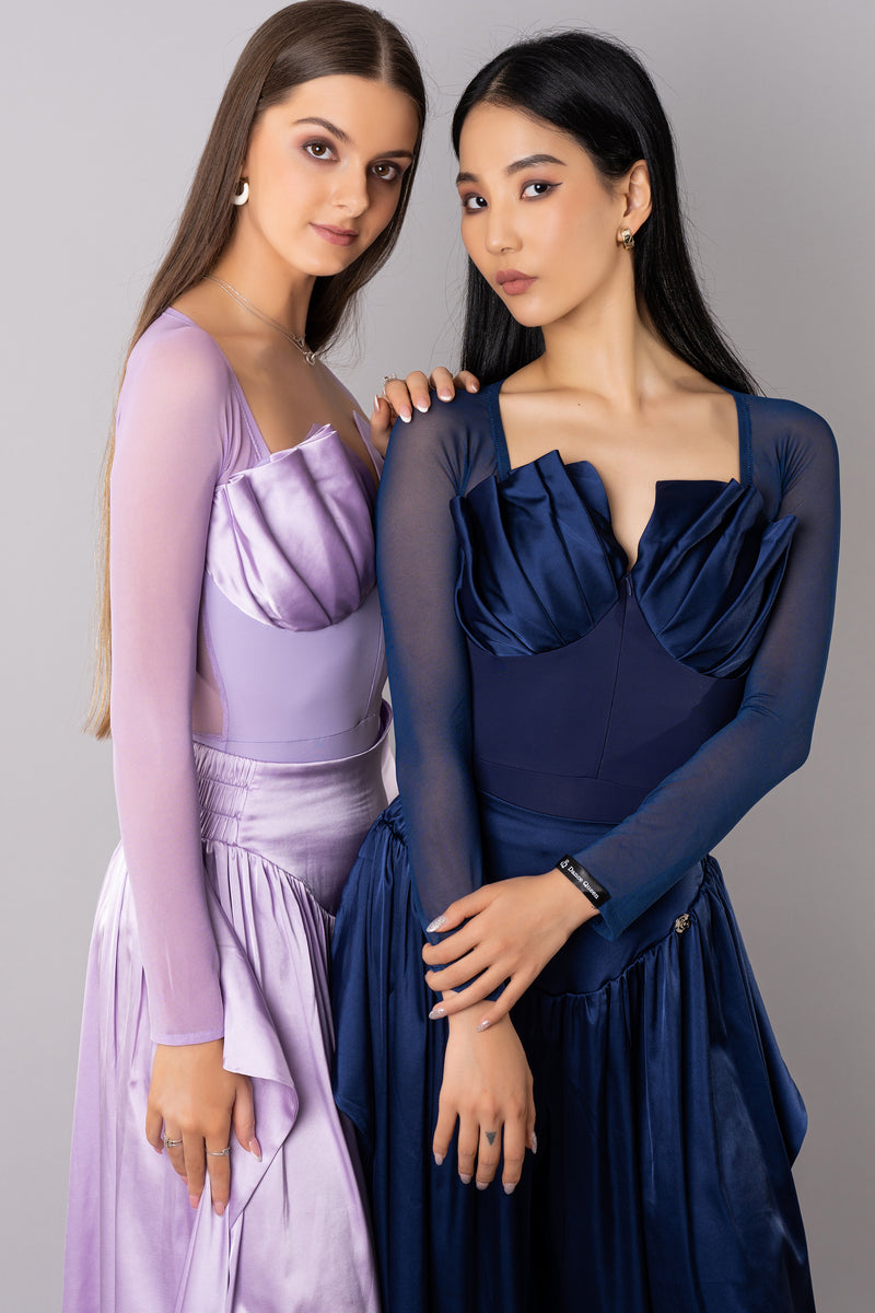 Dq 461 Pleated Grace Mesh Sheer Leotard Dancequeen Dancewear